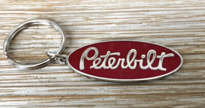 Authentic - Peterbilt Red Logo Pewter Epoxy Key Chain Tag Keychain | eBay