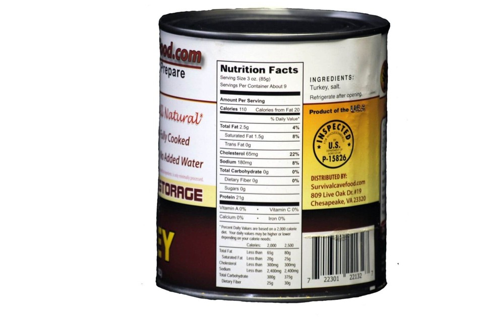 Survival Cave Food USDA Inspected Survival Canned Turkey Meat 28oz Can ...