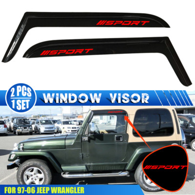 Fits 97-06 Jeep Wrangler TJ Window Visors Vent Rain Guard Shade w/ Red ...