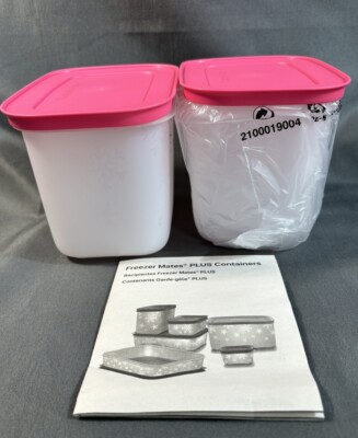 TUPPERWARE FREEZER MATES PLUS SMALL DEEP SET 2 Pc PINK 4.75 CUP FREEZE ...