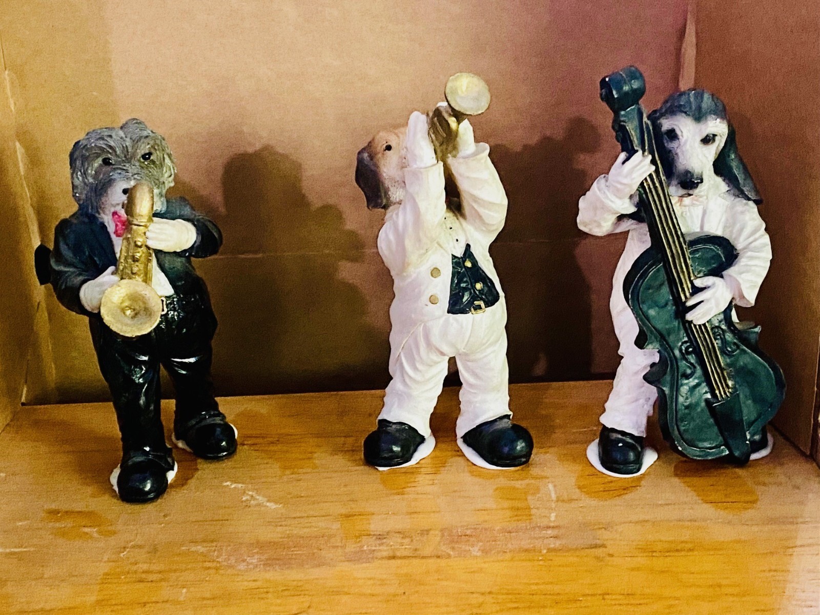Dog Jazz Band Ceramic Figurines Playing Musical Instruments Lot of 3 5 ...