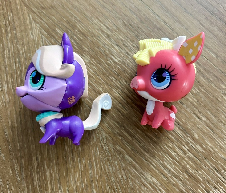 Littlest Pet Shop LPS Sweet Snackin Pets #3081 Cat #3082 Pig (Sounds ...