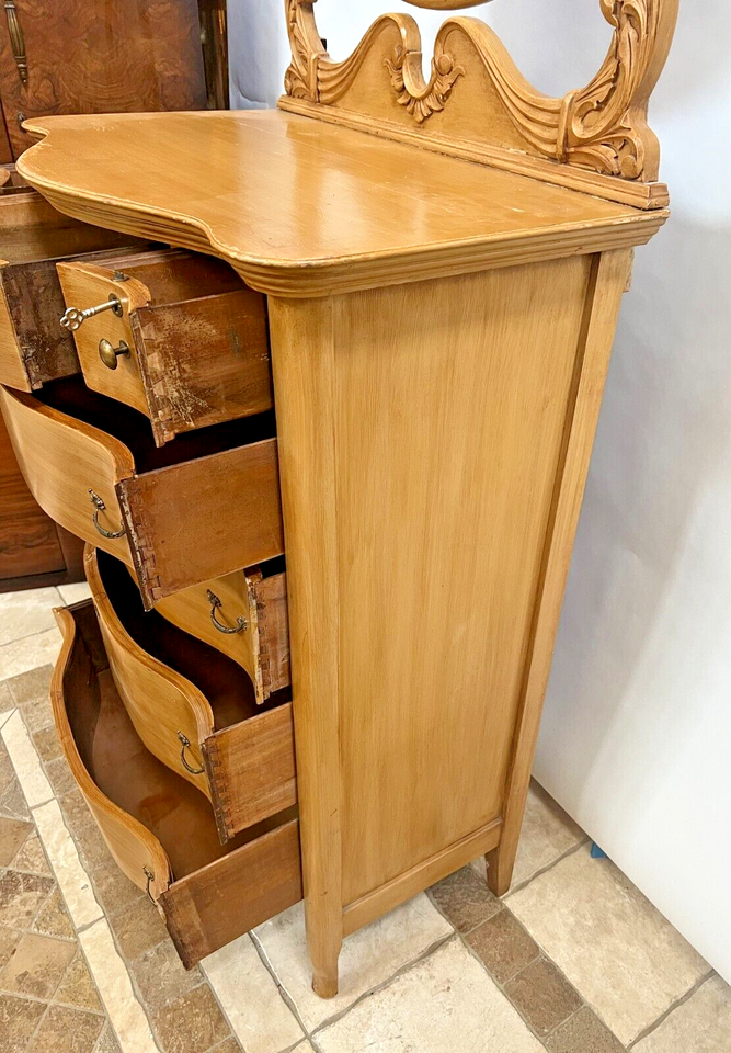 Antique Dresser Tallboy with Mirror Seven Drawers One locking top ...