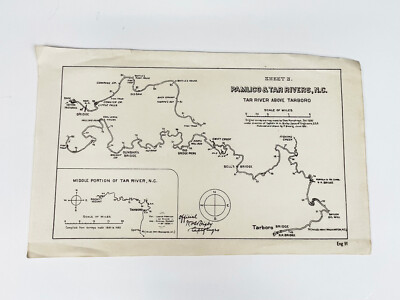 1891 Map of Pamlico & Tar Rivers, North Carolina. | eBay