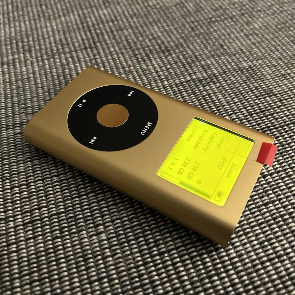 Apple iPod Mini 1st Gen 256GB Gold– Taptic Mod, 750 mAh, Amber LCD ...