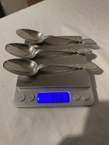 Trio Edwardian Sterling Silver Teaspoons Bugle Crest Sheffield 1913 ...