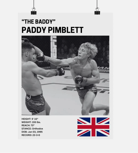 Paddy "The Baddy" Pimblett UFC Poster MMA Fighter Wall Art Poster, No ...