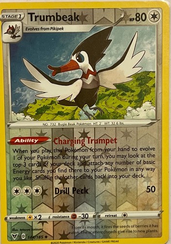 Pokémon TCG Trumbeak Vivid Voltage 144/185 Reverse Holo Uncommon New ...