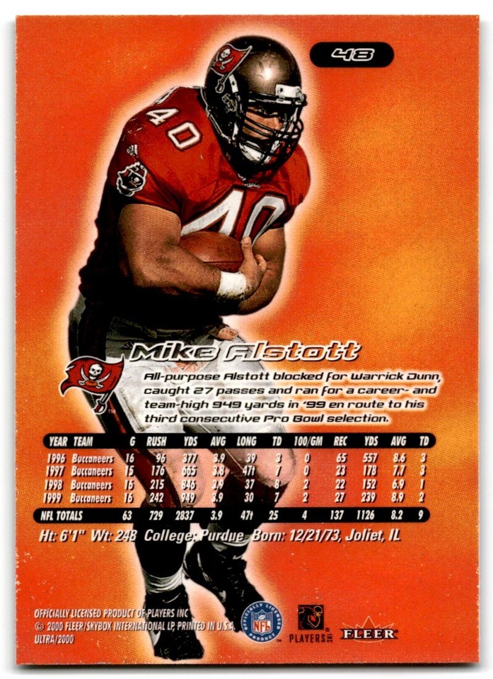 2000 Fleer Ultra Mike Alstott Tampa Bay Buccaneers #48 | eBay