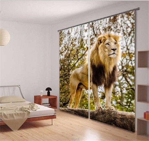 Tough Tender Lion King 3D Blockout Photo Mural Printing Curtains Draps ...