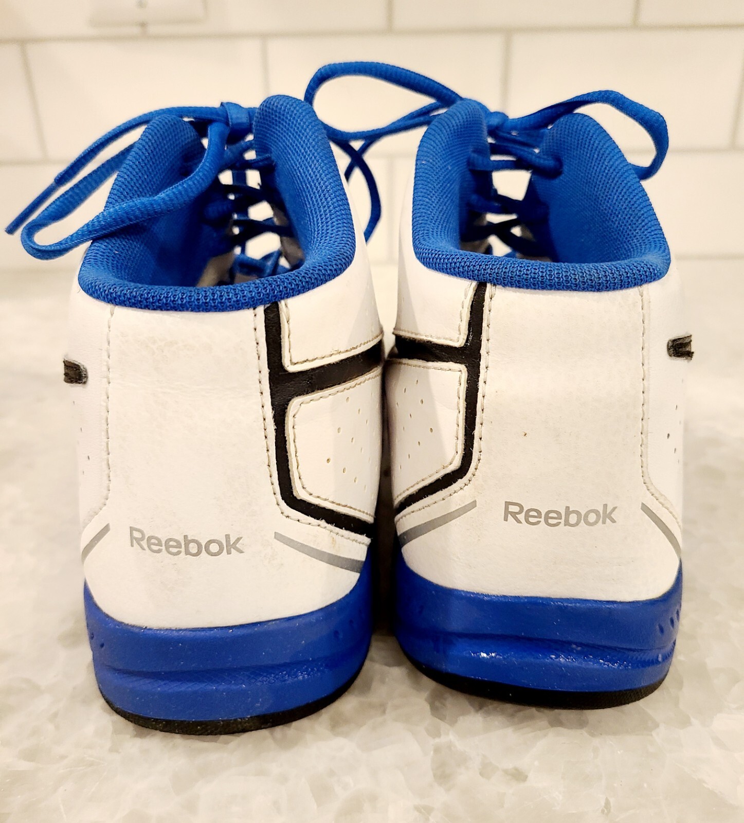 Reebok Mens More Buckets VII Blue White Basketball S… - Gem