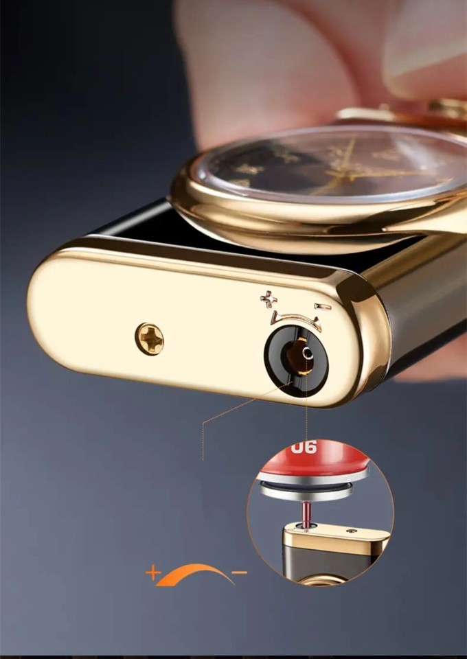 Clock Cigar Lighter Watch Lighter with Double Torch Blue Flame LED ...