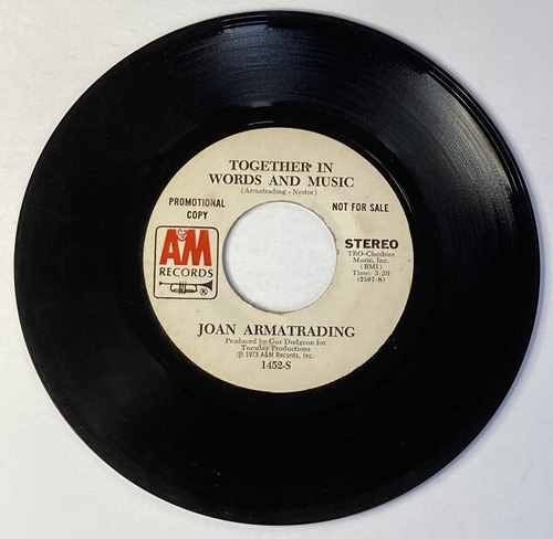 JOAN ARMATRADING 45 RPM Record A&M 1452 Promo Together In Words & Music ...