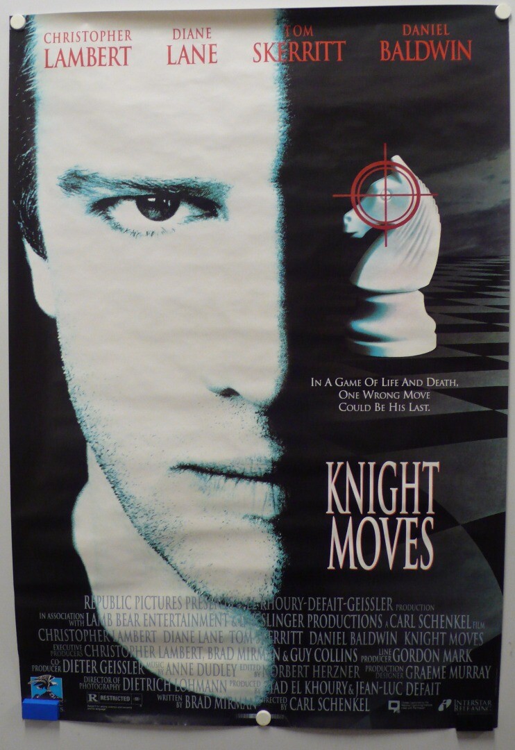 KNIGHT MOVES 1992 Christopher Lambert, Diaen Lane, Tom Skerrit-Poster ...
