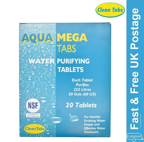 Aqua Clean Mega Tabs x 20 Drinking Water Purification Sterilising ...