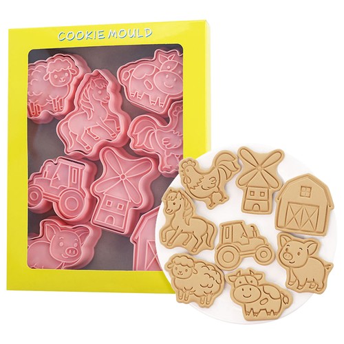 8PCS DIY Cookie Cutter Stamps Set Farmhouse Style Biscuit Cutters for ...
