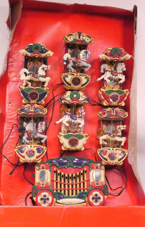 1992 Mr. Christmas Holiday Carousel Calliope 6 Circus Animal Carols ...