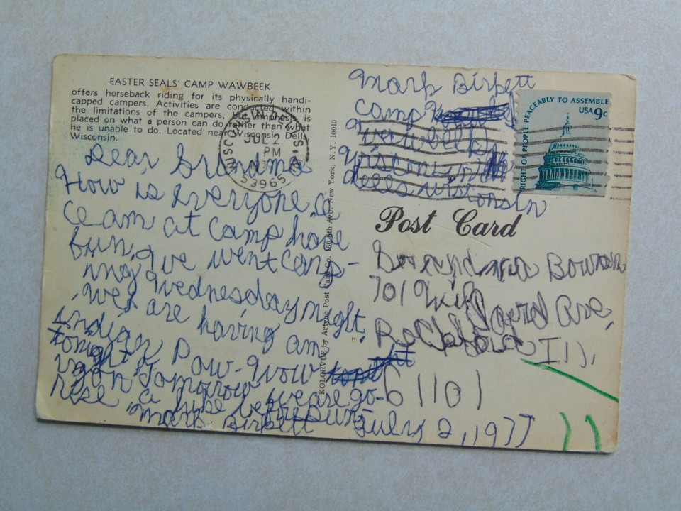 D214 Postcard Easter Seals Camp Wawbeek Wisconsin Dells WI Wisconsin | eBay
