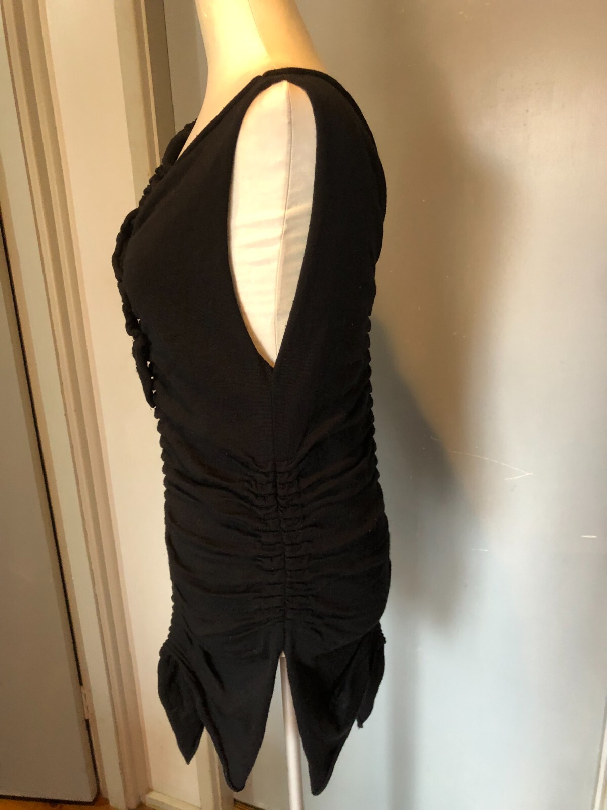 ZAKET & PLOVER Black Merino Acrylic Elastic Ruched Vest Size M | eBay