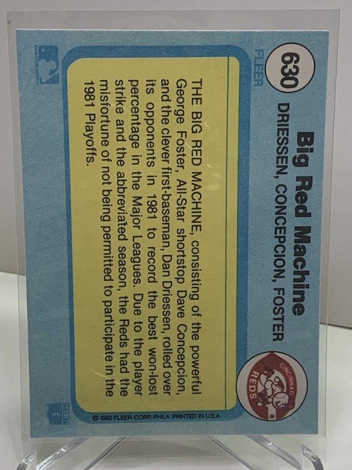 1982 Fleer #630 Driessen / Concepcion / Foster Cincinnati Reds | eBay