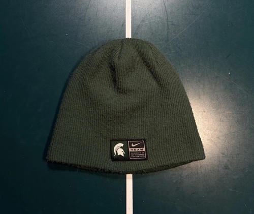 Vintage Nike Team Michigan State Spartans Beanie Winter Knit Hat Green ...