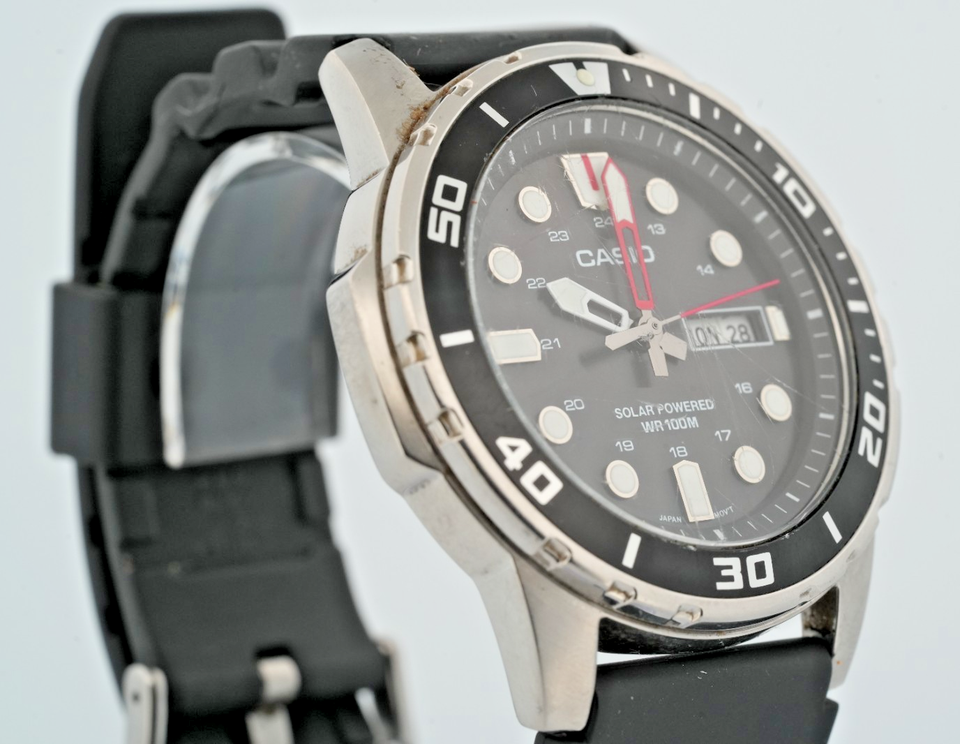 Casio MTP-S110 Men's Black Resin Band Solar Powered Analog Dial Wrish ...