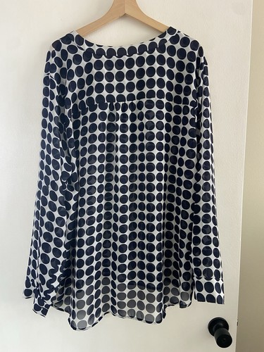 Gap Sheer Blouse Womens Size XXL Navy Blue Button Front V Neck Roll Tab ...