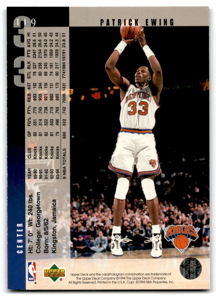 1995-96 Upper Deck Patrick Ewing New York Knicks #33 | eBay