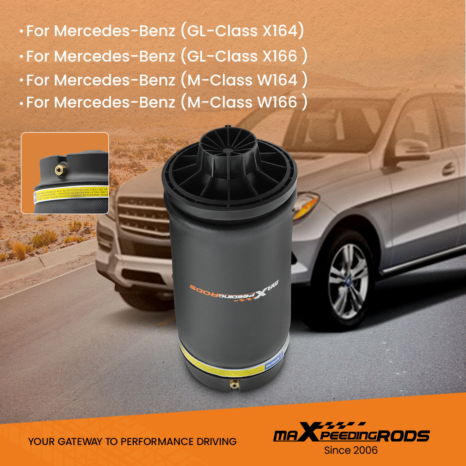 Rear X2 L/R Air Shock Absorber Spring Bag for Mercedes Benz ML500 ...