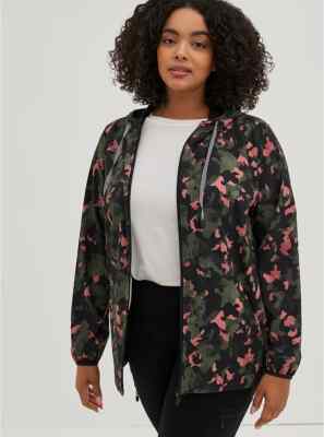 Torrid HAPPY CAMPER stretch woven light weight active jacket 1x 2x 3x ...