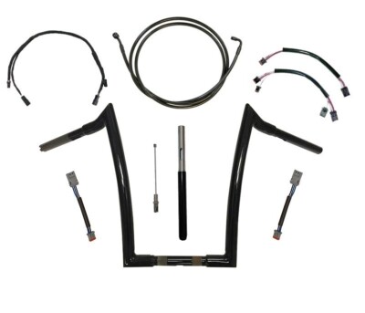 Harley Street Bob Black 12,14 or 16" Monkey Bar Handlebar Kit 2018-2023 ...