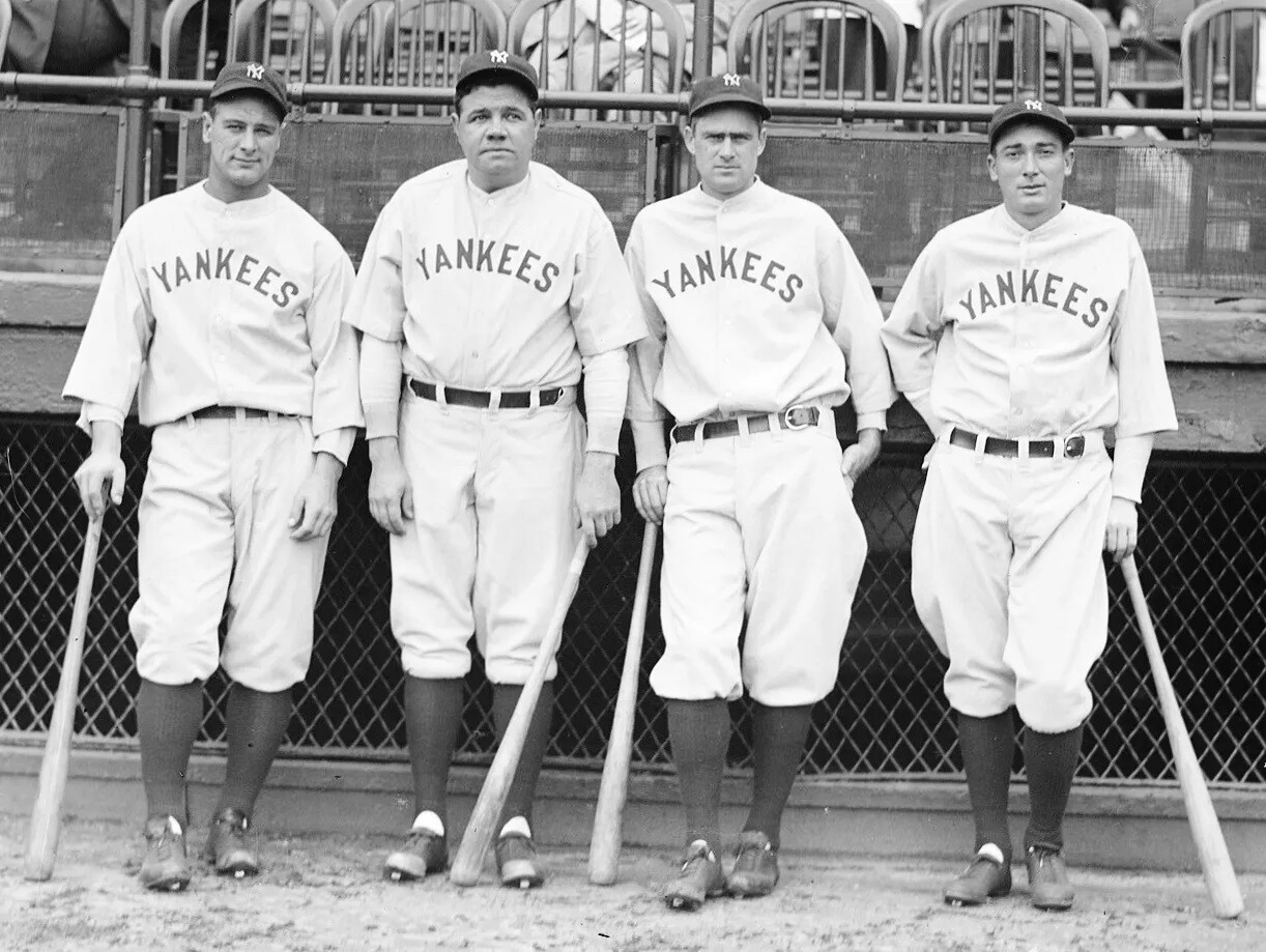 Close Up Lou Gehrig Babe Ruth Earle Combs & Tony Lazzeri Yankees 8x10 ...