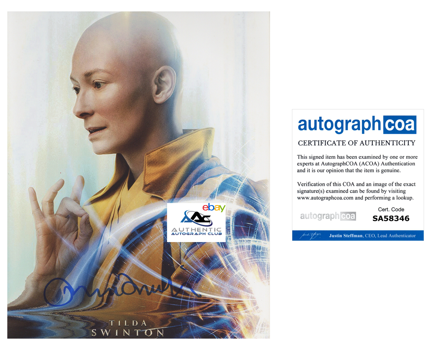TILDA SWINTON AUTOGRAPH SIGNED 8X10 PHOTO DR STRANGE THE ANCIENT ONE ...