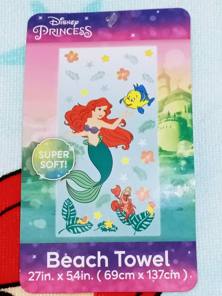 Disney The Little Mermaid Princess Ariel Flounder Large 27" X 54" Beach ...