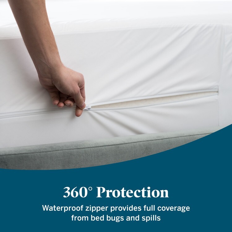 Mattress Encasement Waterproof Protector Zippered Deep Pocket Bed Bug ...