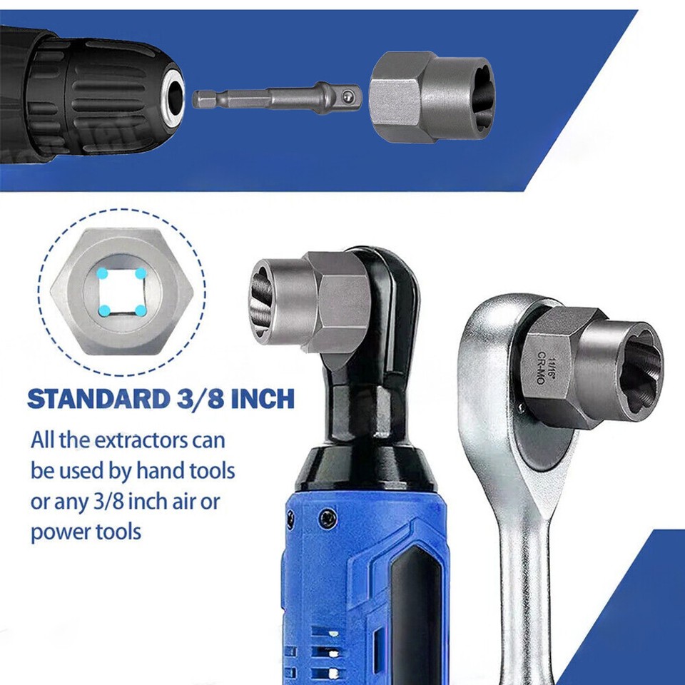 15pc Bolt Extractor Impact Socket Set 3/8" Dr Damaged/Rounded Nut ...