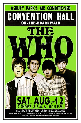 THE WHO 1967 CONCERT POSTER ASBURY PARK NJ CONVENTION HALL POSTER POLE ...