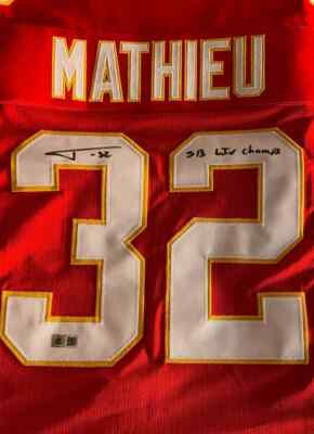 Tyrann Mathieu Autographed "SB LIV Champs" Custom Red Kansas City ...