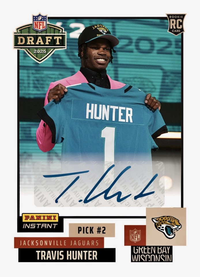 Travis Hunter 2025 Panini Instant Draft Night #2 AUTO Jaguars IN-HAND 🔥 ...