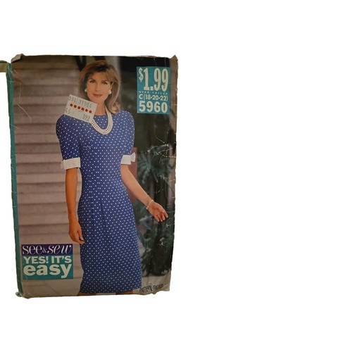 Vintage Butterick See & Sew Pattern 5960 C Misses' Loose Fitting Dress ...