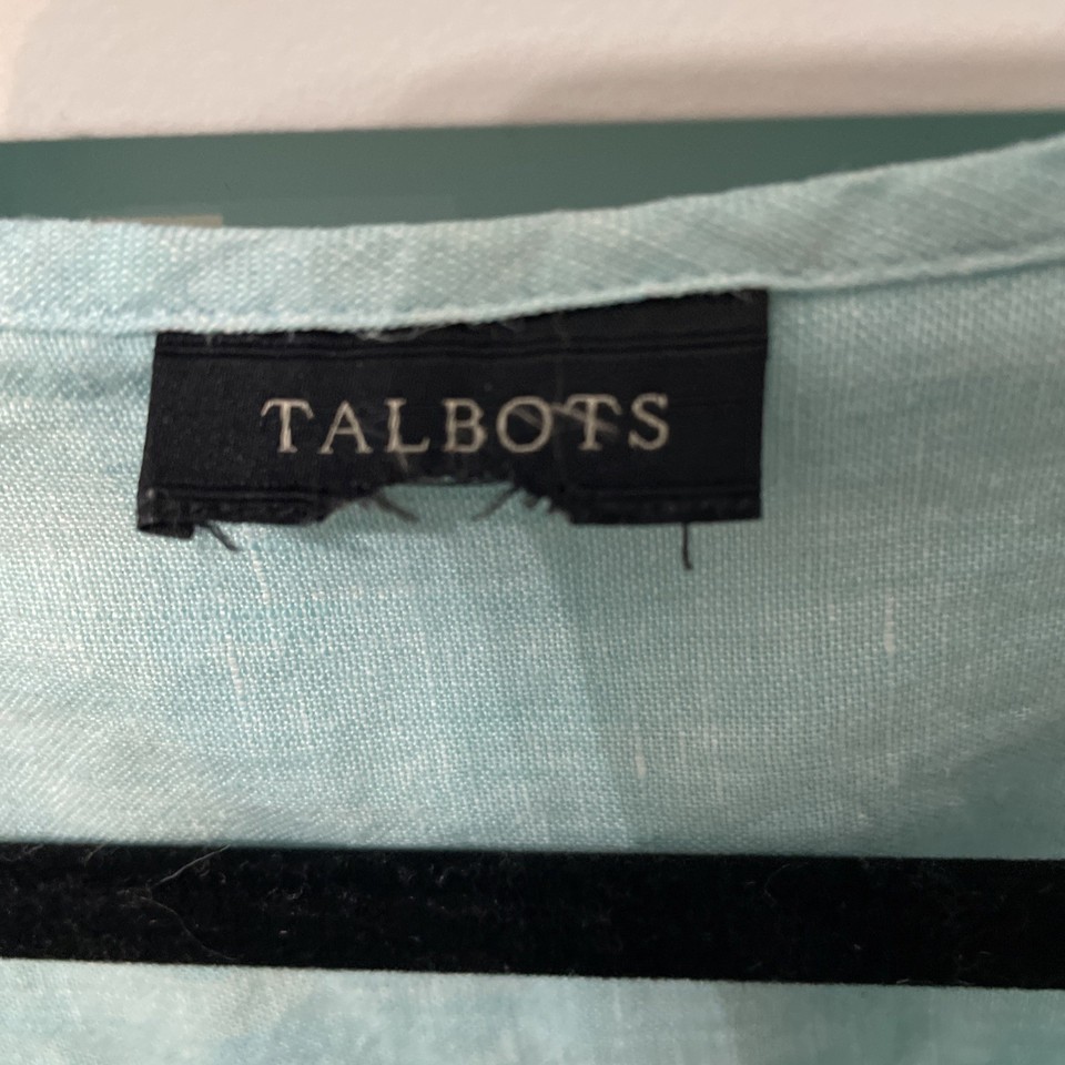 Women’s Talbots Button Front 100% Linen Shirt-Turquoise-size Tag ...
