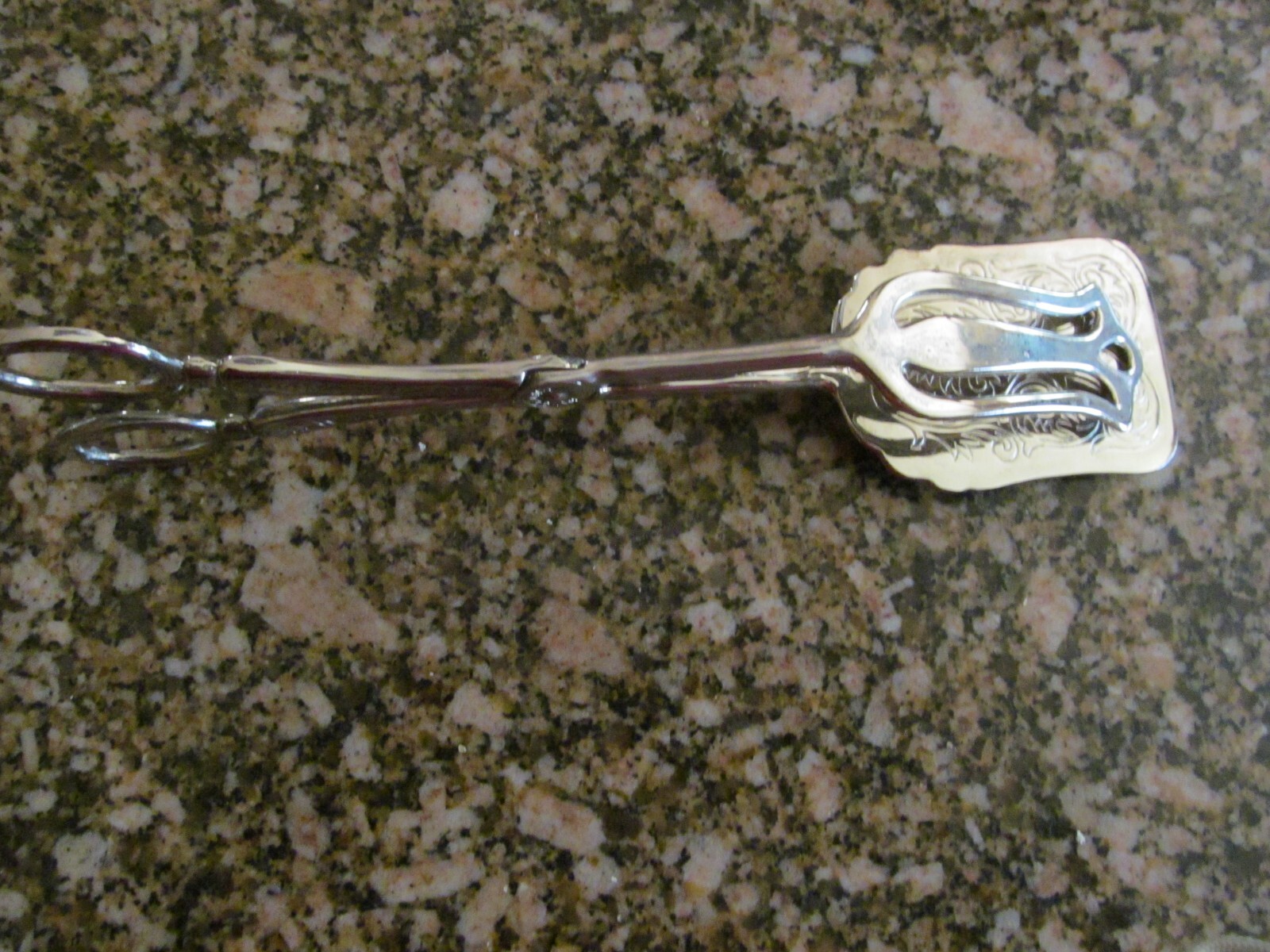* Vtg Silverplated Salad Fruit Server Fork Spoon Scissor Tongs | eBay