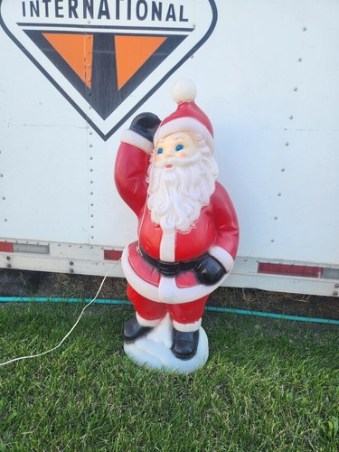 Vintage Blow Mold Large Santa 40" General Foam Light Up Christmas Yard ...