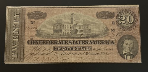 1864 $20 Confederate States of America Twenty Dollar Note | eBay