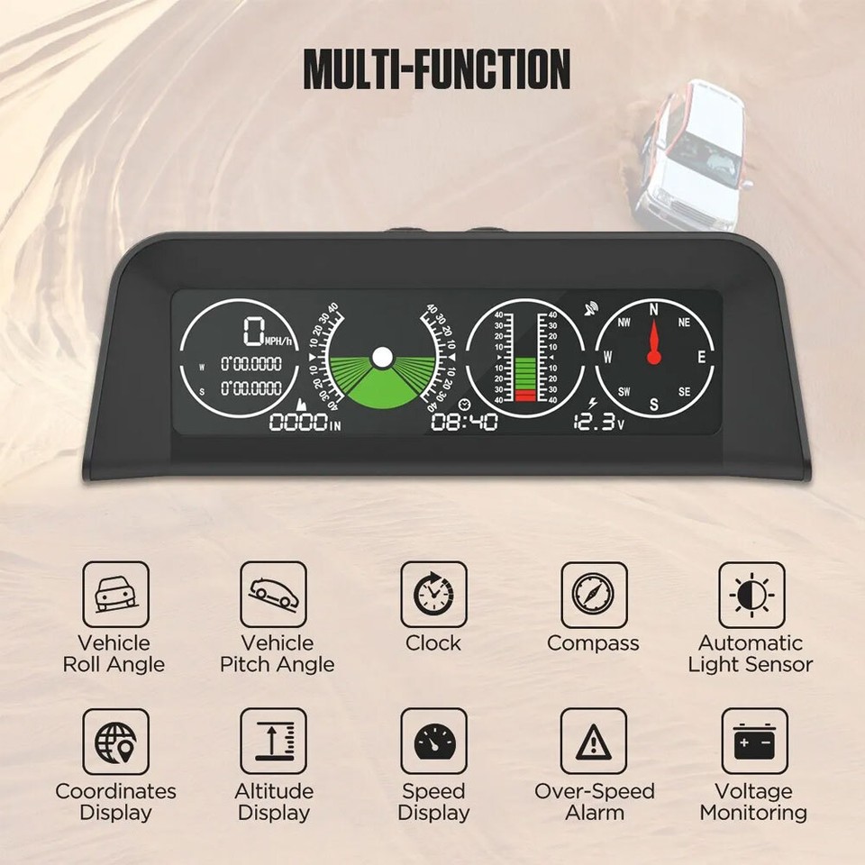 Car Digital GPS HUD Speedometer Inclinometer Compass Off-Road Slope ...