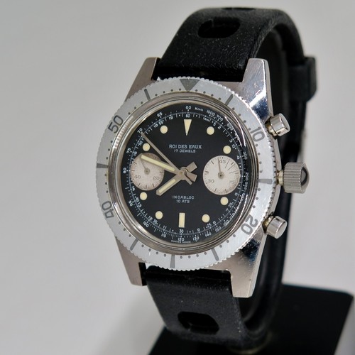Chronograph ROI DES EAUX, dive 38mm Swiss watch, hand winding landeron ...