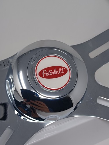 Peterbilt Steering Wheel horn button white and red Metal Emblem 3m Vhb ...
