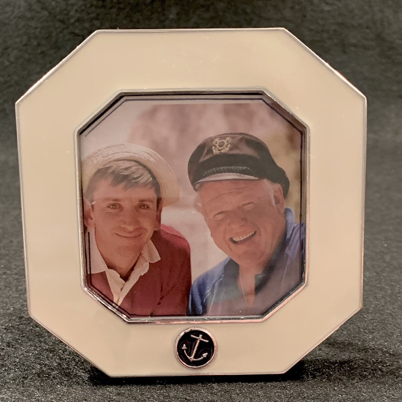 Terragraphics Ivory Enamel Octagonal Frame, 3x3" Anchor Medallion EUC ...