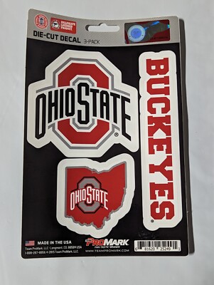 Ohio State Buckeyes 3-Pack Die-cut Decals Stickers Sheet Measures 5" x ...