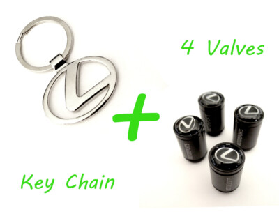 2 in 1 Combo LEXUS Key Chain and 4x Black Chrome LEXUS Tire Valve Set ...